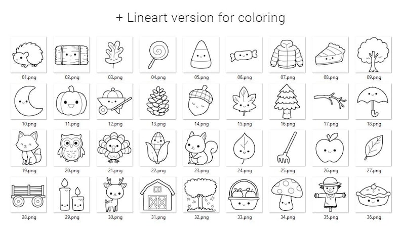 Kawaii Autumn Clipart - Fall Stickers - Digital Download - Etsy