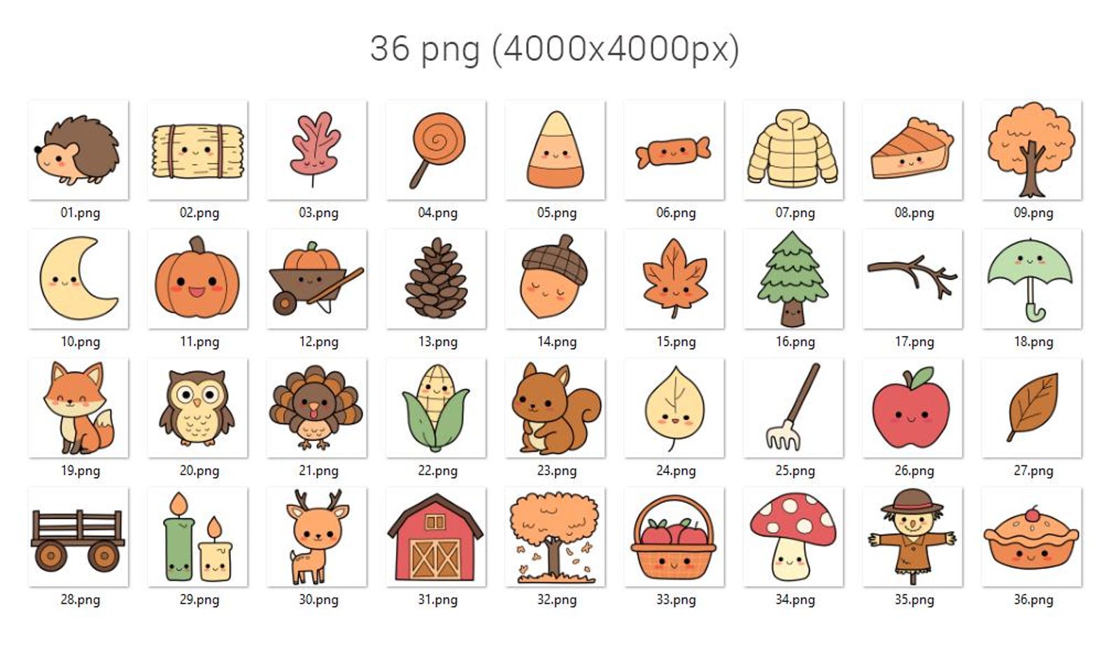 Kawaii Autumn Clipart - Fall Stickers - Digital Download - Etsy