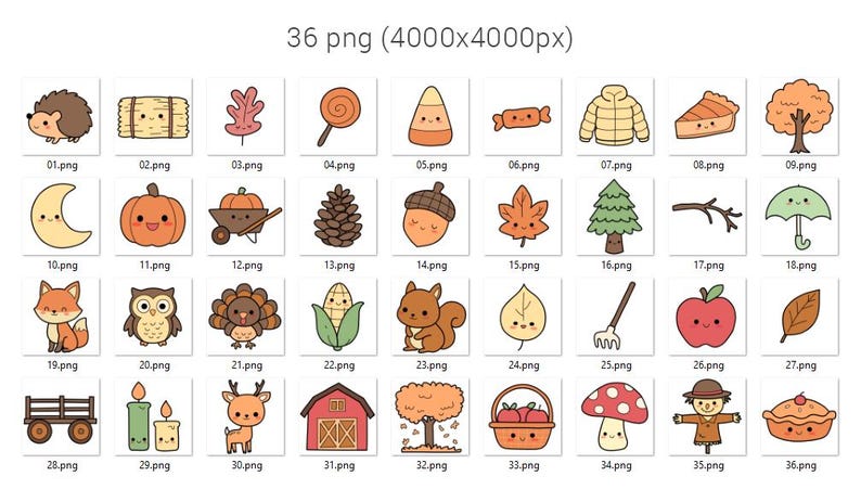 Kawaii Autumn Clipart - Fall Stickers - Digital Download - Etsy