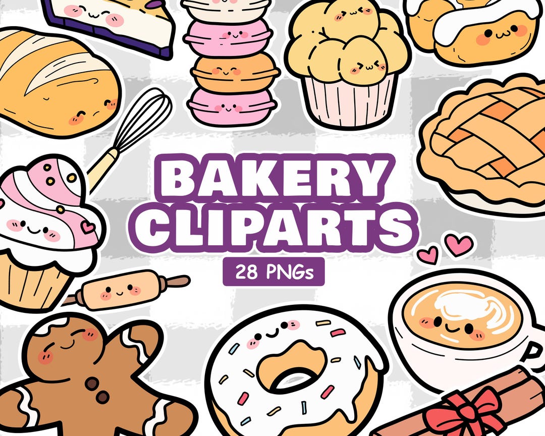 Kawaii Bakery Cliparts - Cute Stickers - Digital Download - Etsy