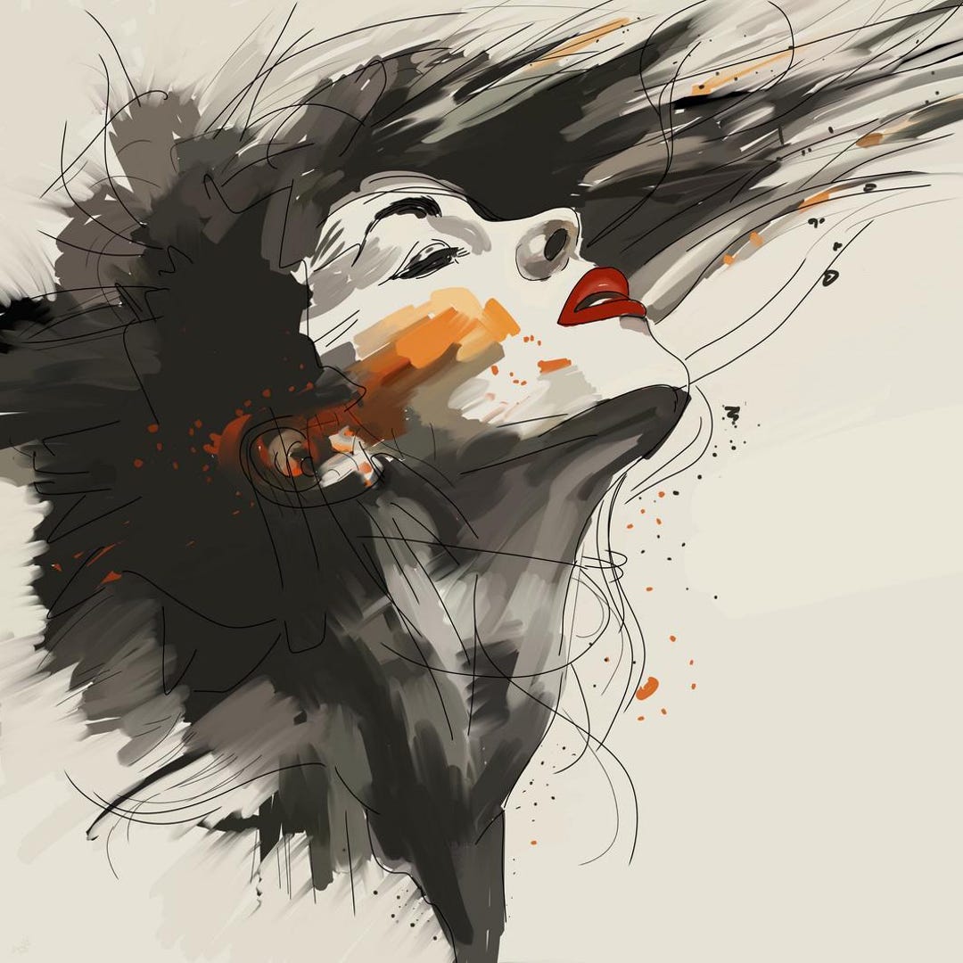 The Breath of Color – Expressive Female Portrait, Original Oil Painting ...