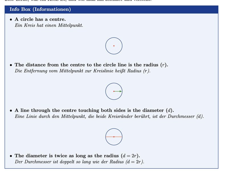 Geometry Worksheet Circles / Exercise Sheet Circles – Bilingual English ...