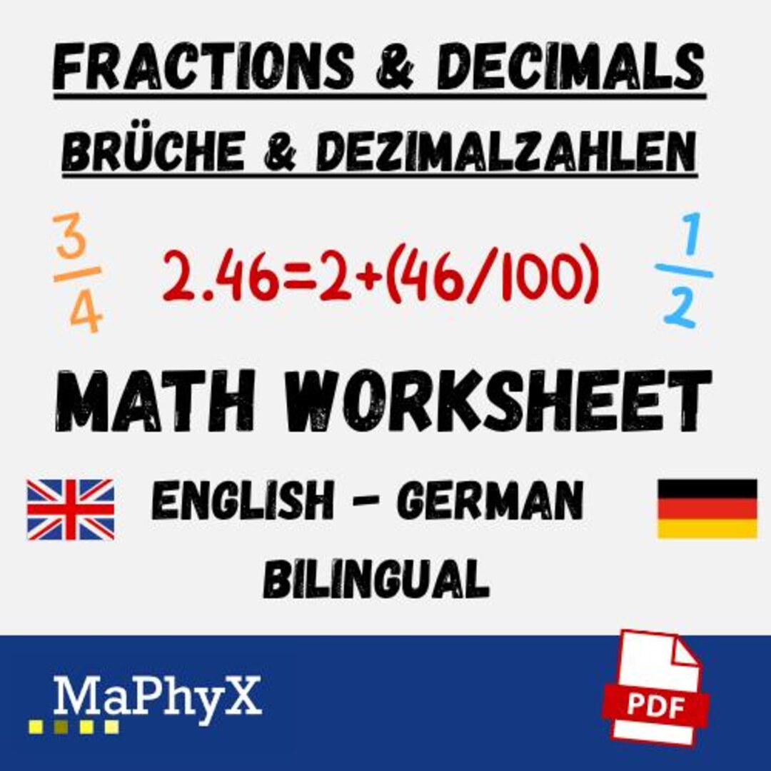 Bilingual Worksheet – Fractions and Decimals | Grade 7 | Math PDF ...