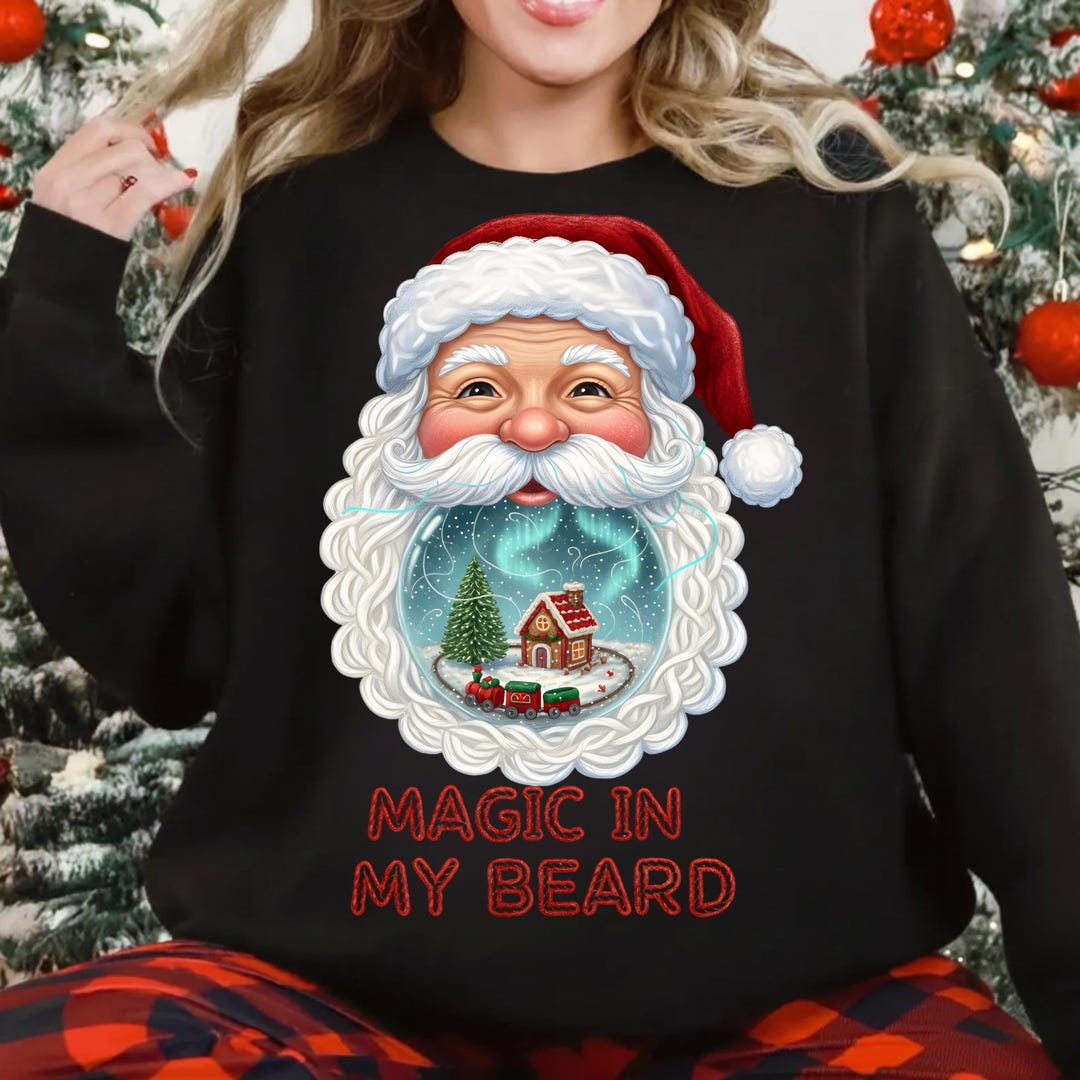 Magic Beard Santa PNG: Hand-drawn Christmas Clipart (digital Download ...