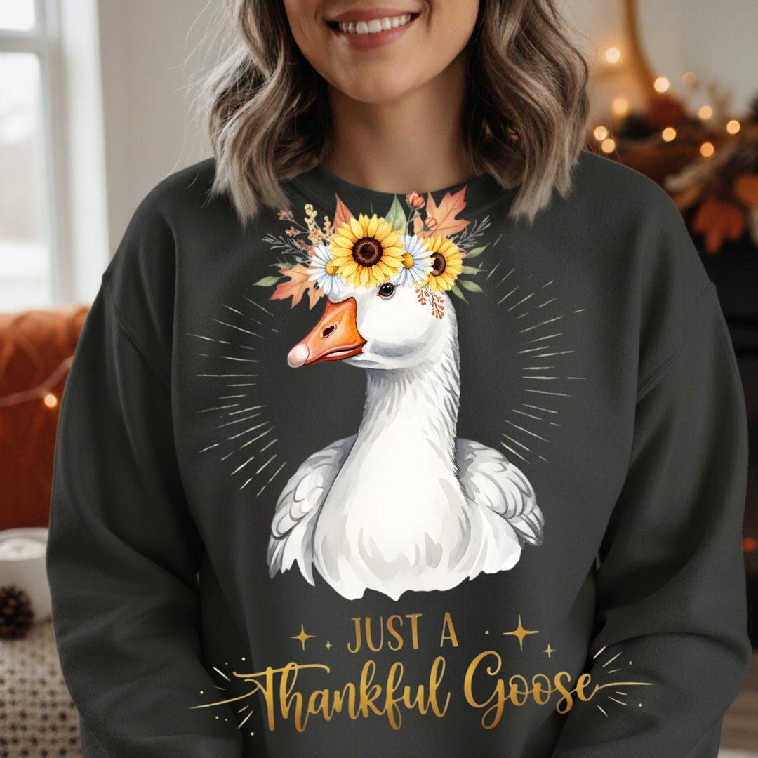Just A Thankful Goose PNG: Boho Fall Thanksgiving Sublimation, Rustic ...