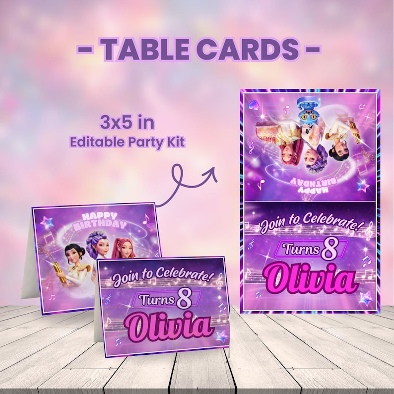 Kpop Demon Hunters Party Bundle, Huntrix Anime Birthday Kit, Editable ...