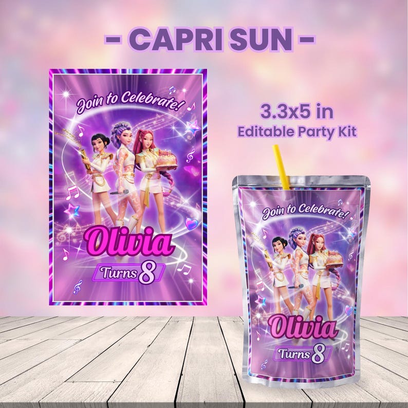 Kpop Demon Hunters Party Bundle, Huntrix Anime Birthday Kit, Editable ...