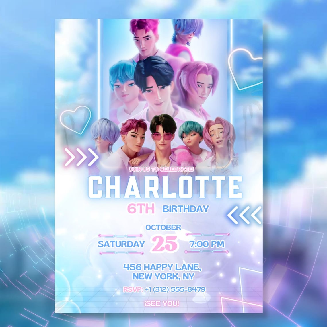 Saja Boys Birthday Invitation | Kpop Demon Hunters Party Invite ...