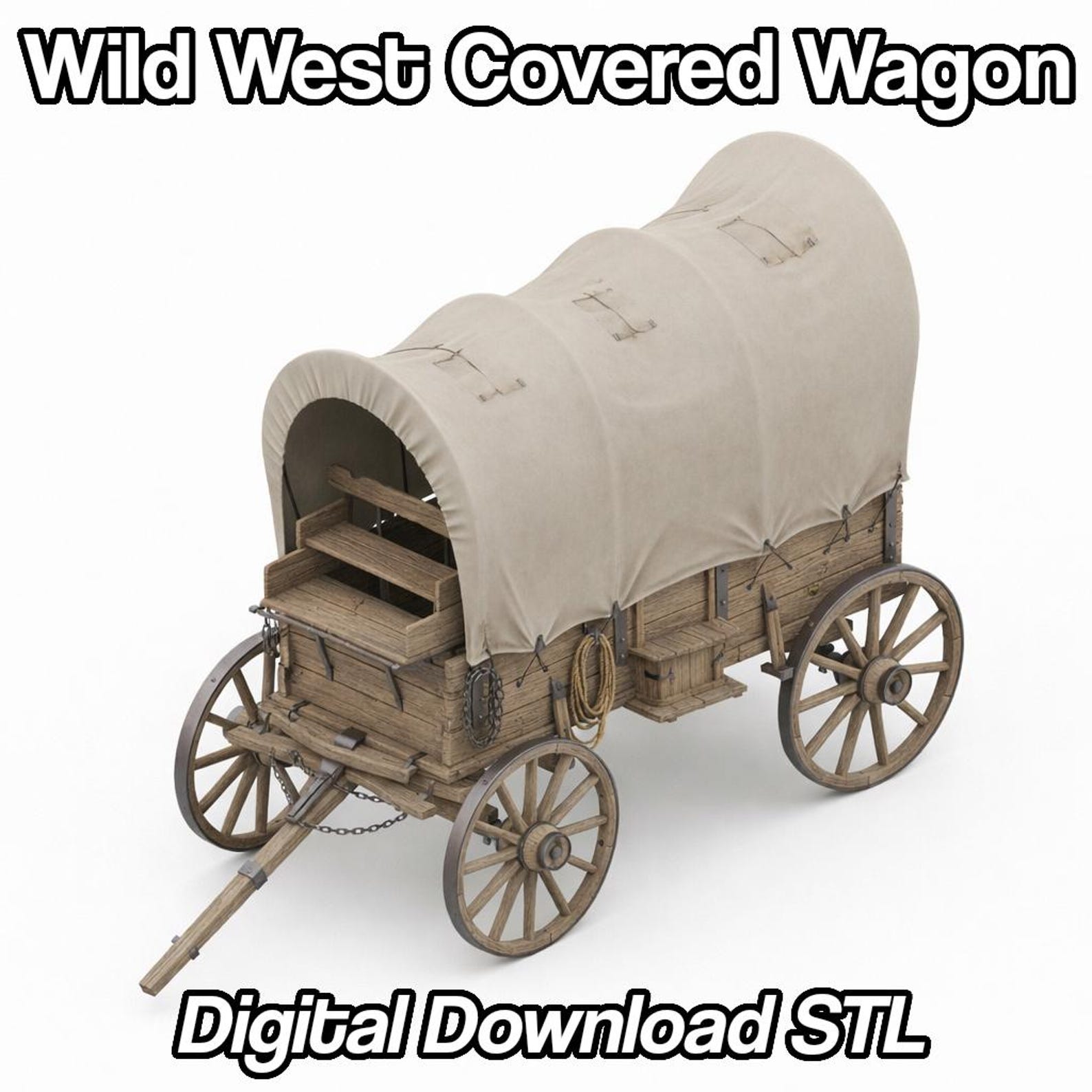Wild West Covered Wagon Model | 3D Print File | Digital Download STL - Etsy
