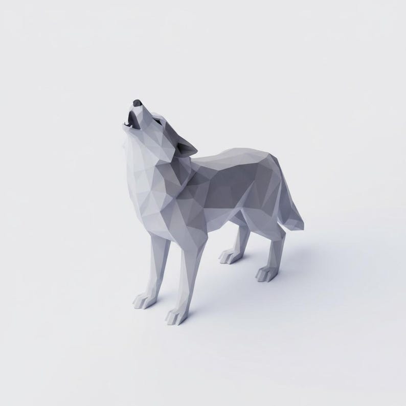 Low Poly Wolf Model | 3D Print File | Digital Download STL - Etsy