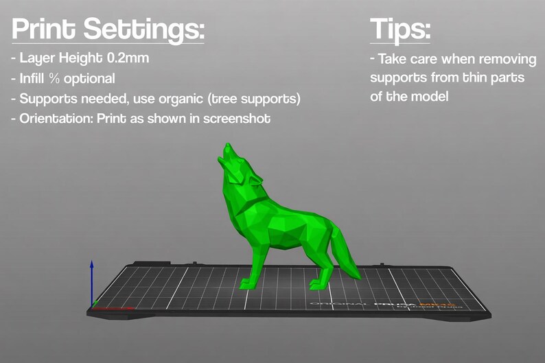 Low Poly Wolf Model | 3D Print File | Digital Download STL - Etsy