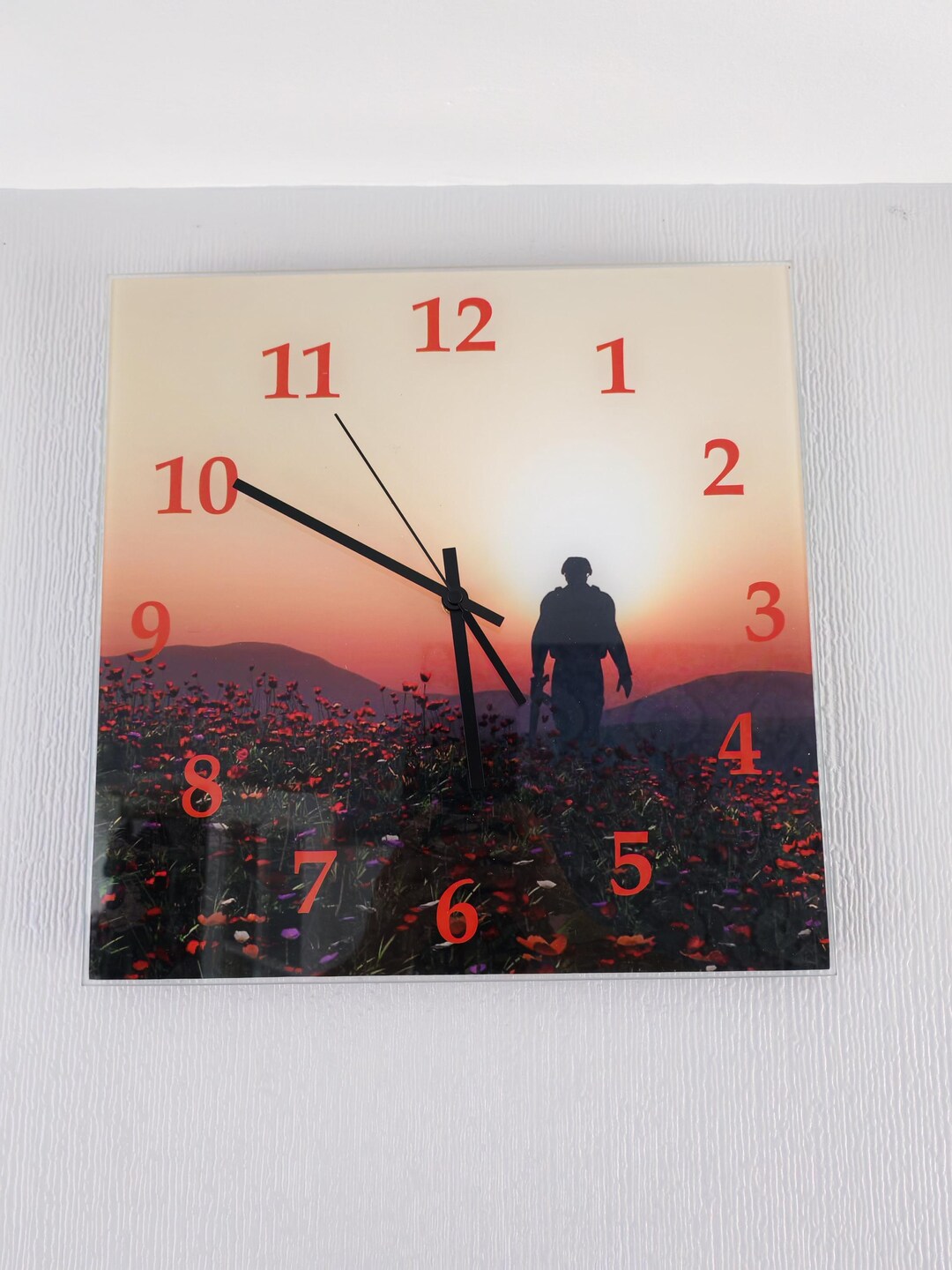 Remembrance Day Glass Wall Clock With Quartz Mechanism 35x35 Cm - Etsy