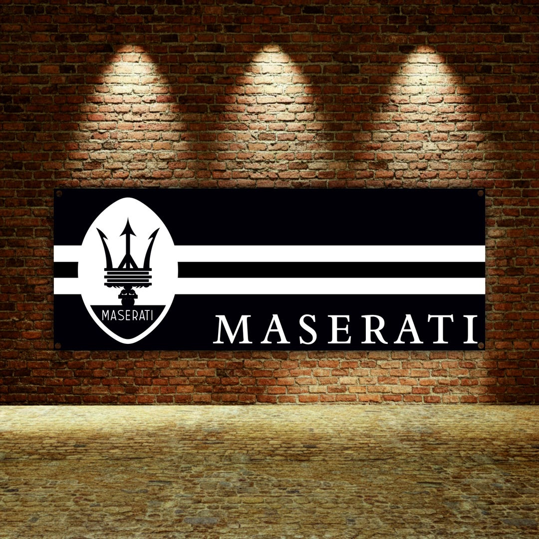 Maserati Logo Vinyl Banner, Garage Decor, Racing Flag - Etsy