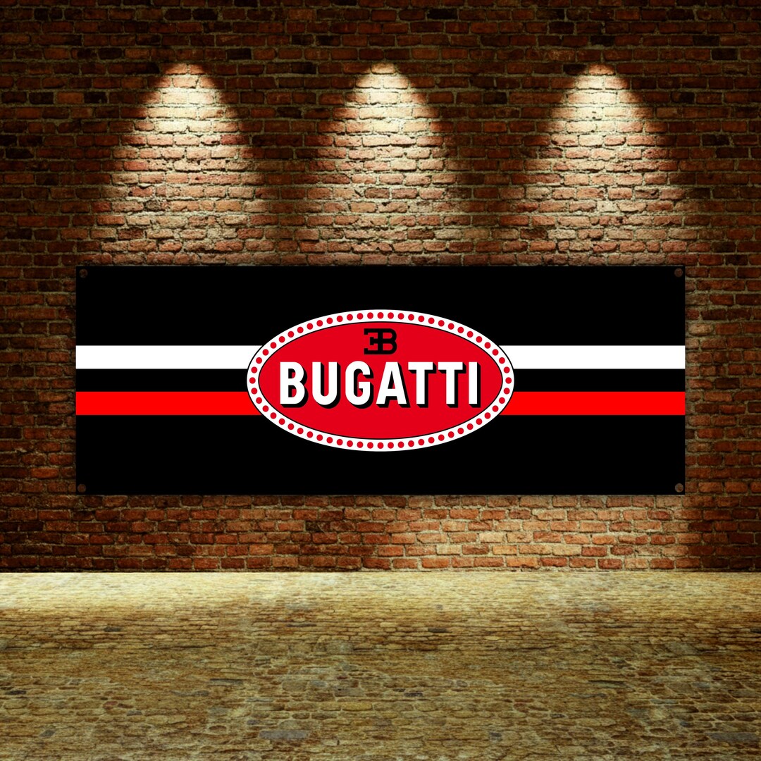 Luxury Bugatti Logo Vinyl Banner, Custom Garage Wall Decor, Hypercar ...