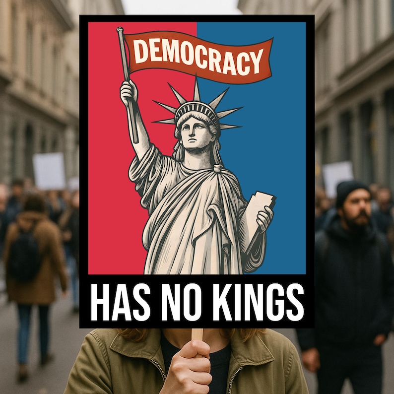 Democracy Has No Kings Protest Sign, Anti-trump Resistance Political ...