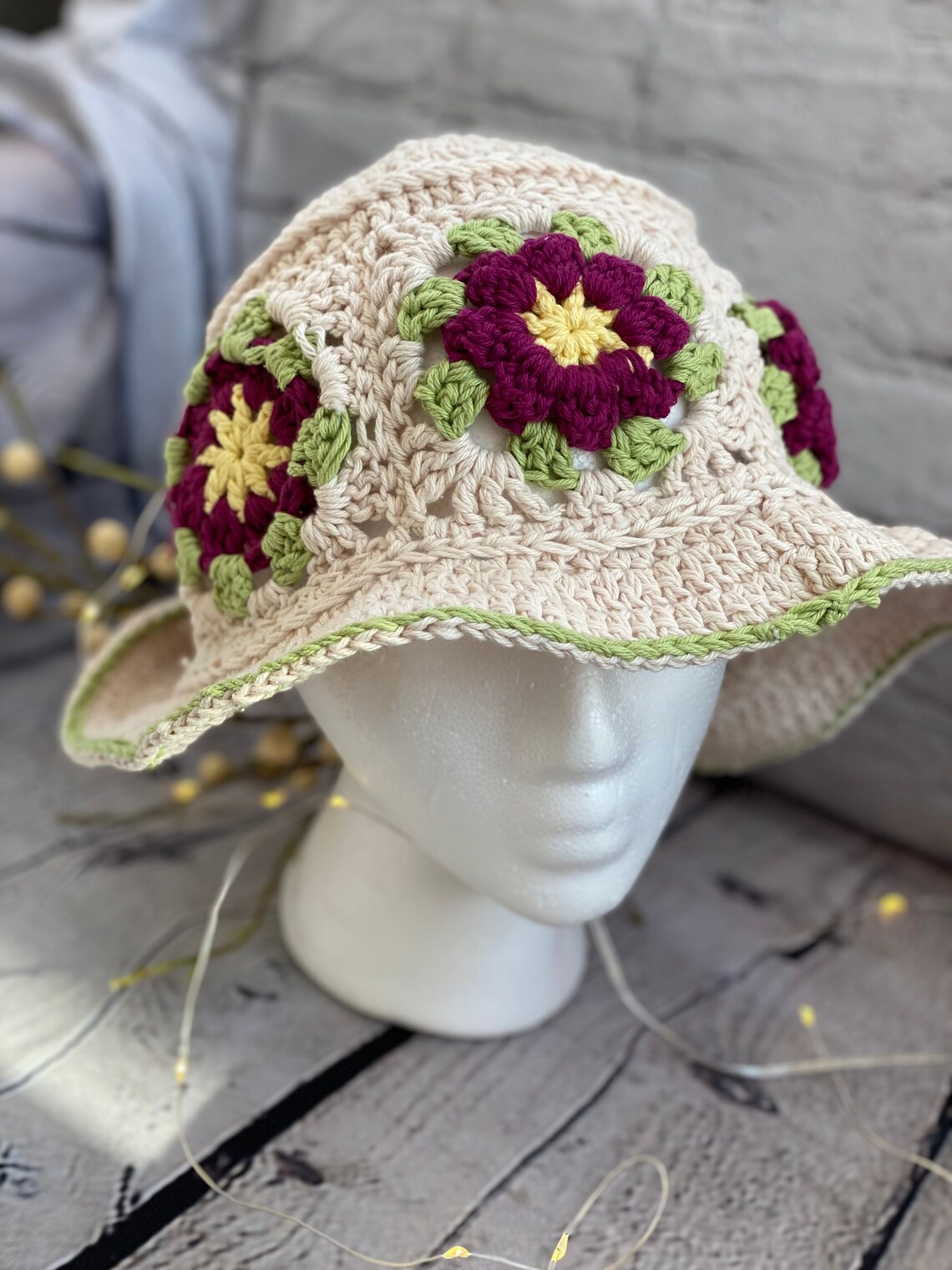 90s Crochet Bucket Hat Pattern, Summer Hats, Granny Square Trendy ...