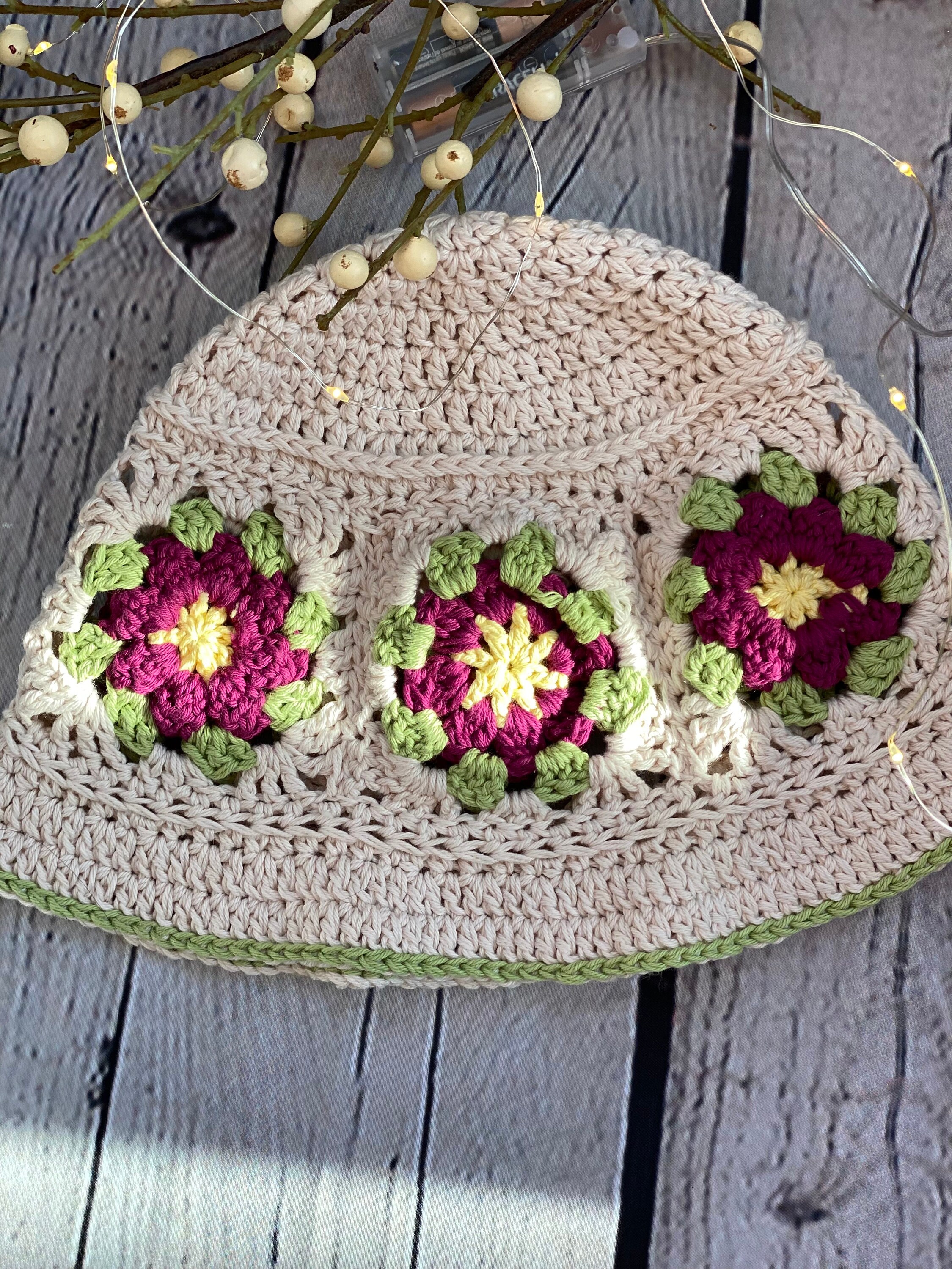 90s Crochet Bucket Hat Pattern, Summer Hats, Granny Square Trendy ...