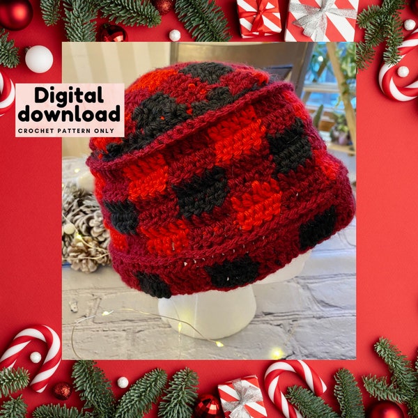 Crochet Buffalo Plaid Hat Pattern - Etsy