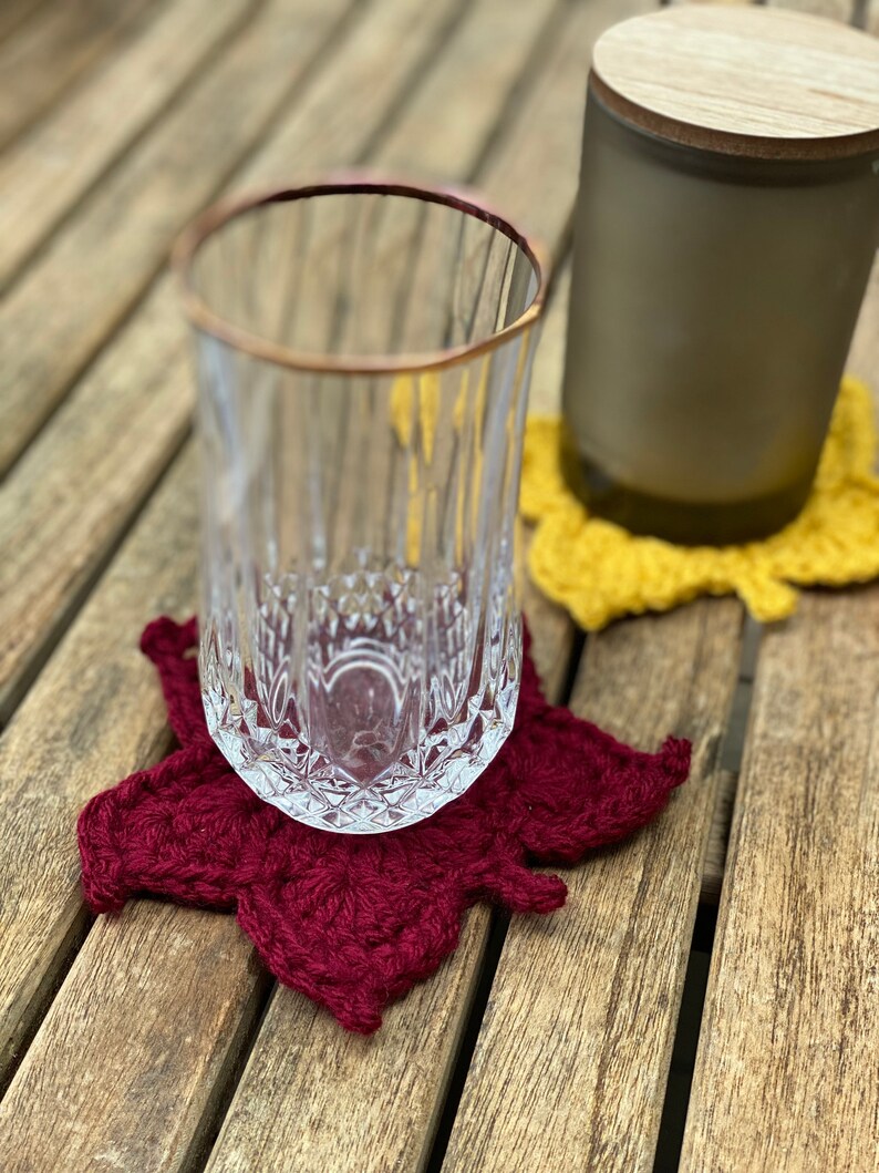Rustic Farmhouse Crochet Pattern Maple Leaf Coasters, Fall Leaves ...