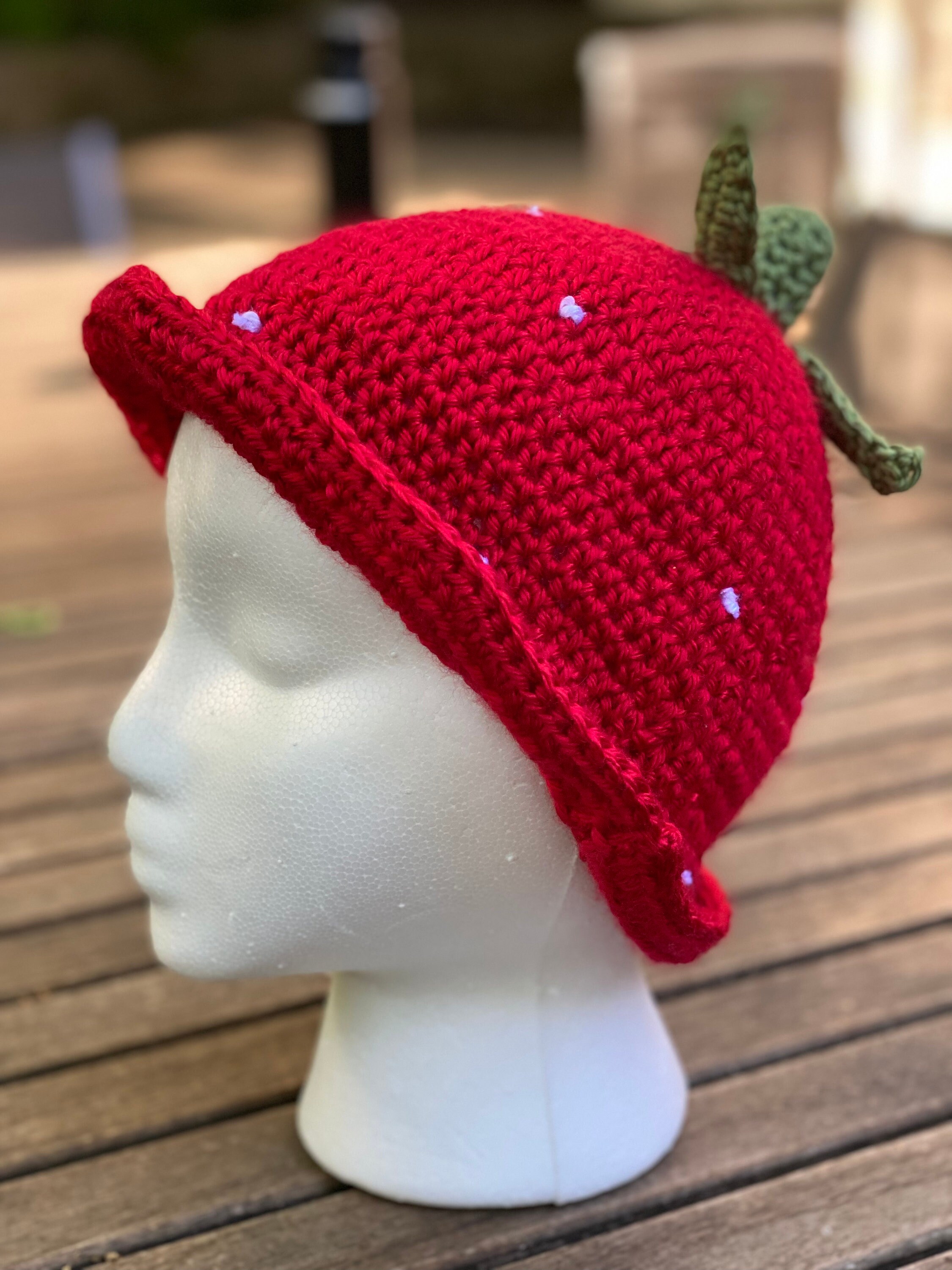 90s crochet bucket hat pattern summer hats strawberry | Etsy