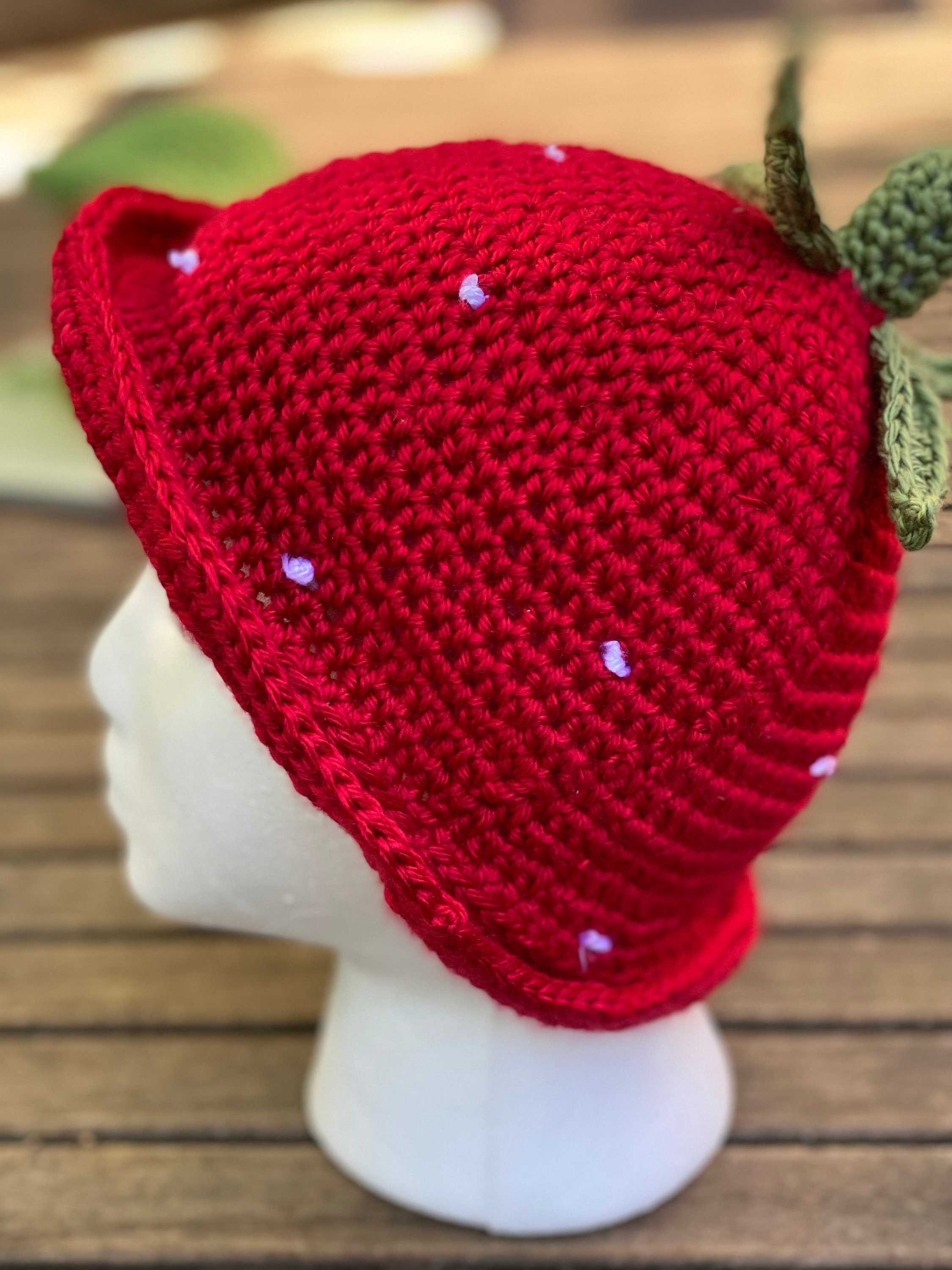 90s crochet bucket hat pattern summer hats strawberry | Etsy