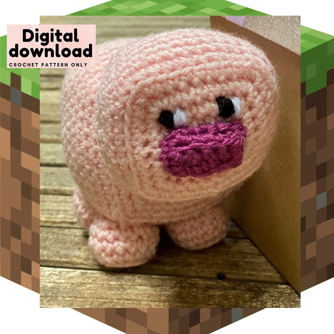 Crochet Cube Pig, Block Building Game Video Game Bee Character, Soft ...