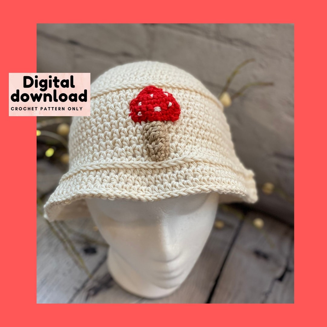 70s 90s Crochet Bucket Hat Pattern, Summer Hats, Mushroom Crochet ...