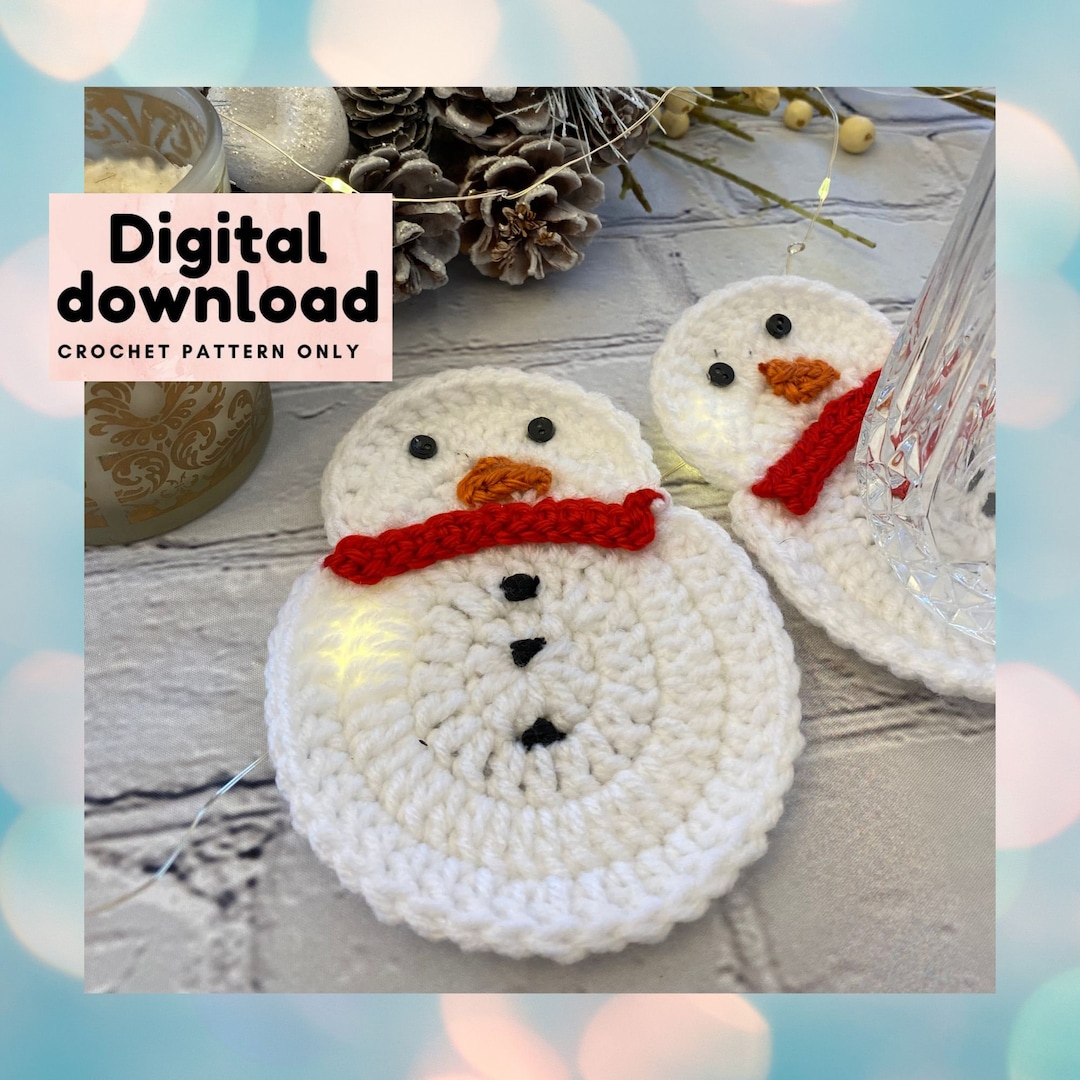 Cute Snowman Coasters Crochet Pattern, Snow Person Table Decor, Instant ...