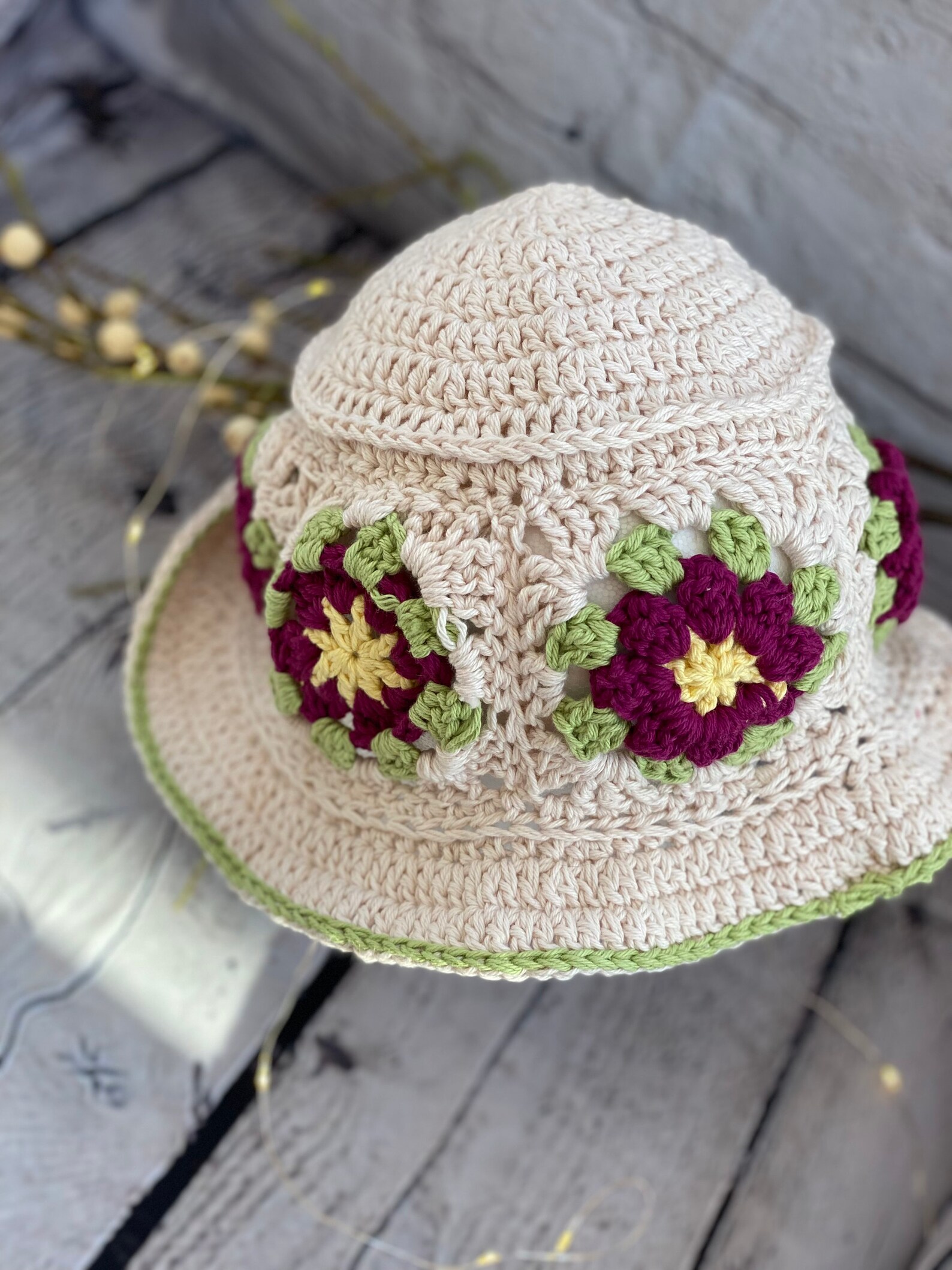 90s Crochet Bucket Hat Pattern, Summer Hats, Granny Square Trendy ...