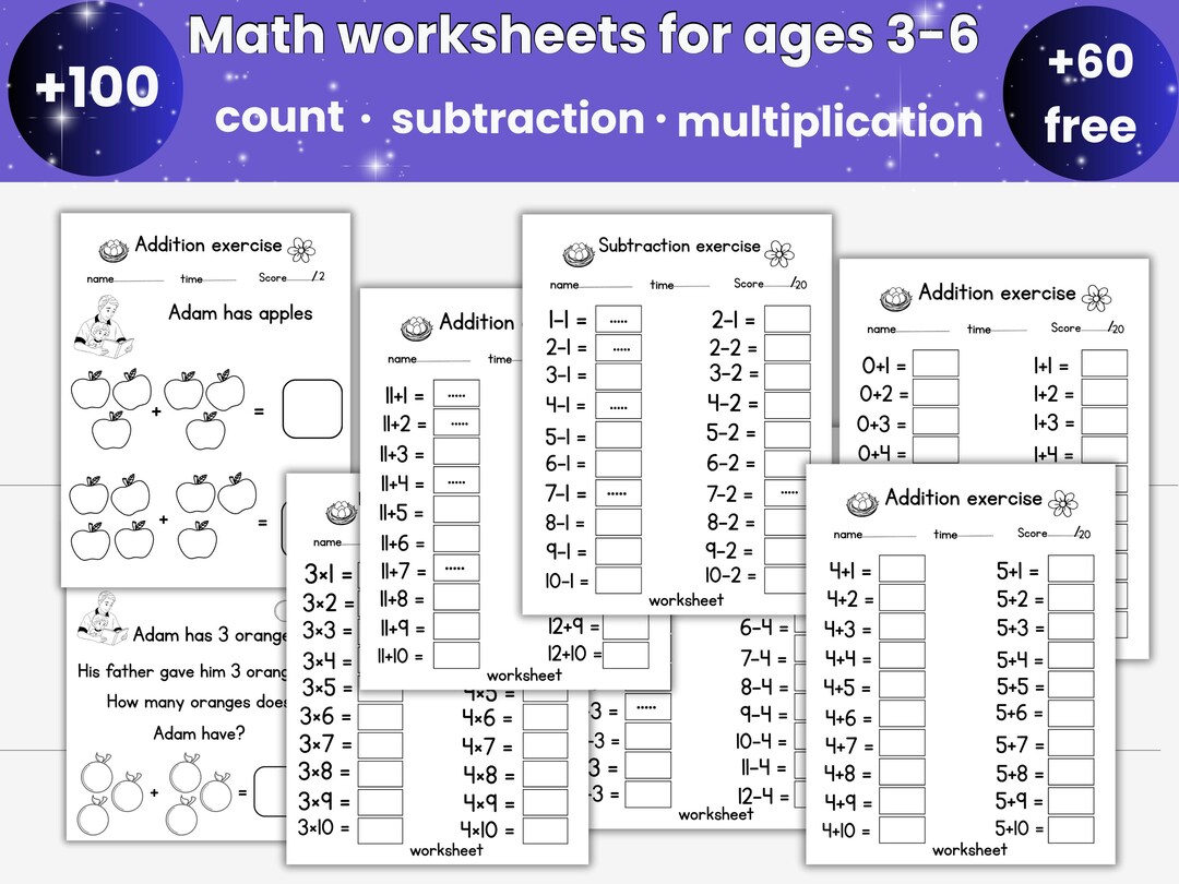 160+ Kids Math Worksheets, Printable Preschool & Kindergarten Mega ...