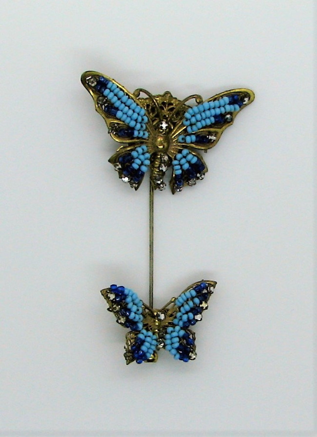 Miriam Haskell Turquoise & Lapis Beaded Butterfly Stickpin - Etsy