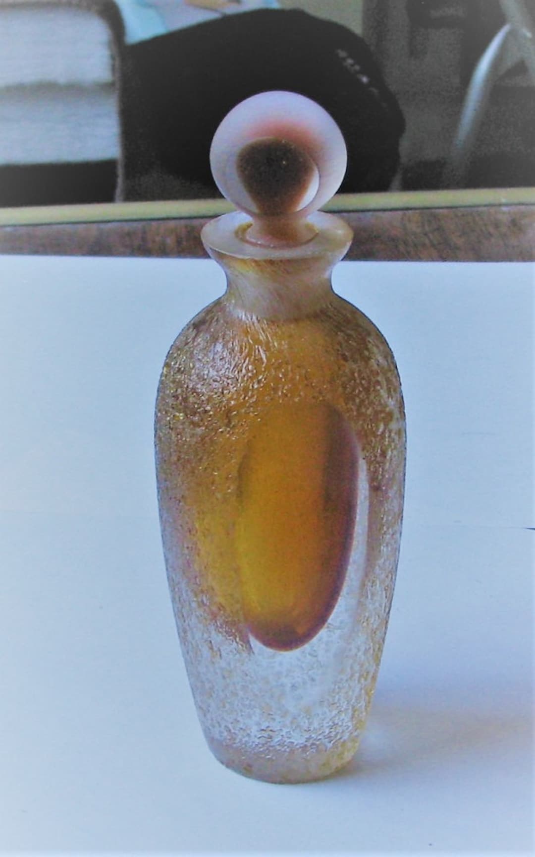 Textured Cased Glass Paperweight Perfume Bottle Amber Frost - Etsy