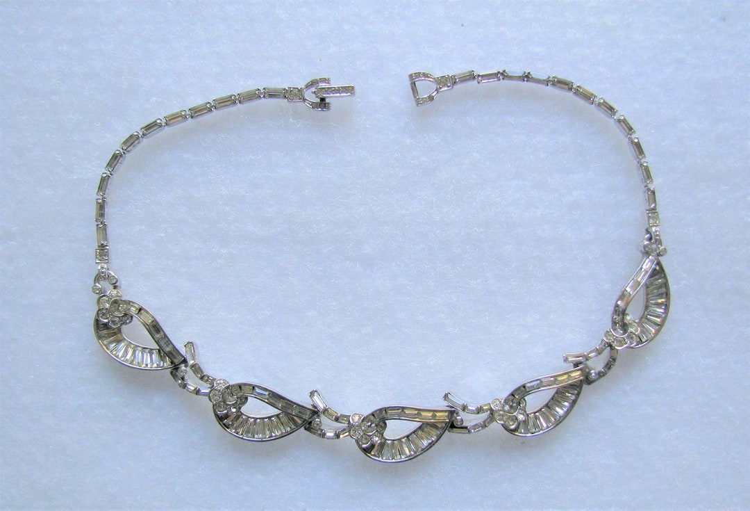 Pennino Crystal Rhinestone Necklace Signed Vintage 1950s - Etsy