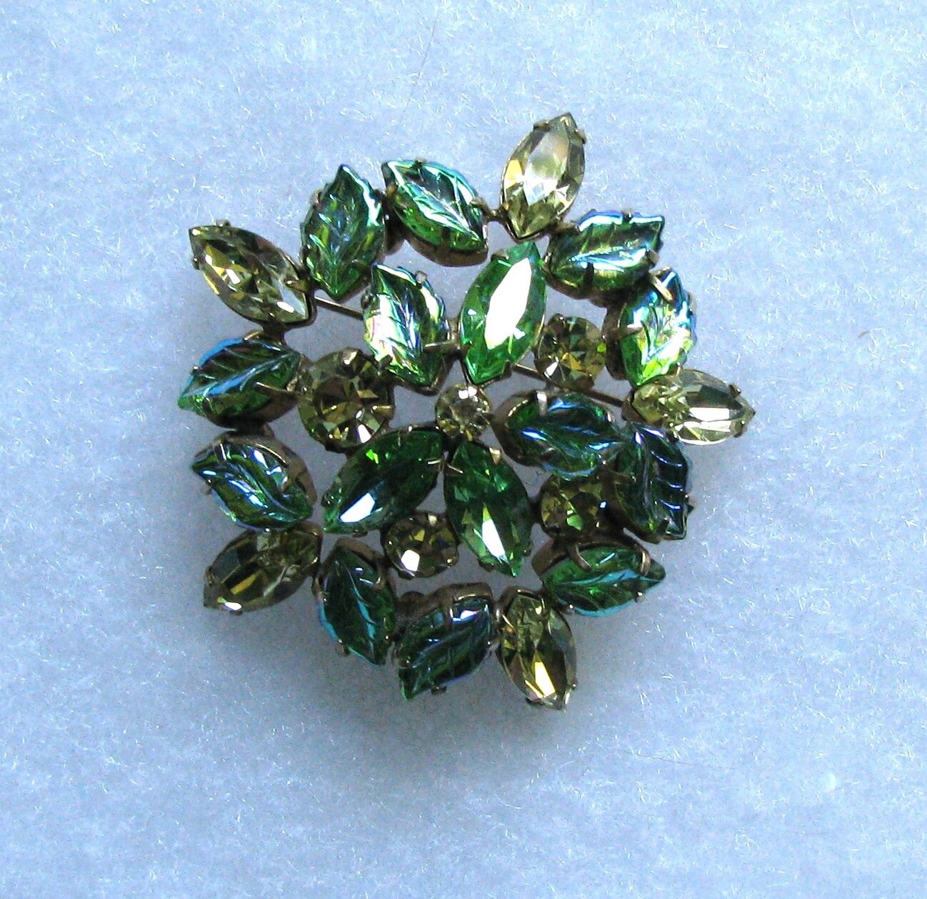 Regency Shades-of-green and Yellow Rhinestone Brooch - Etsy