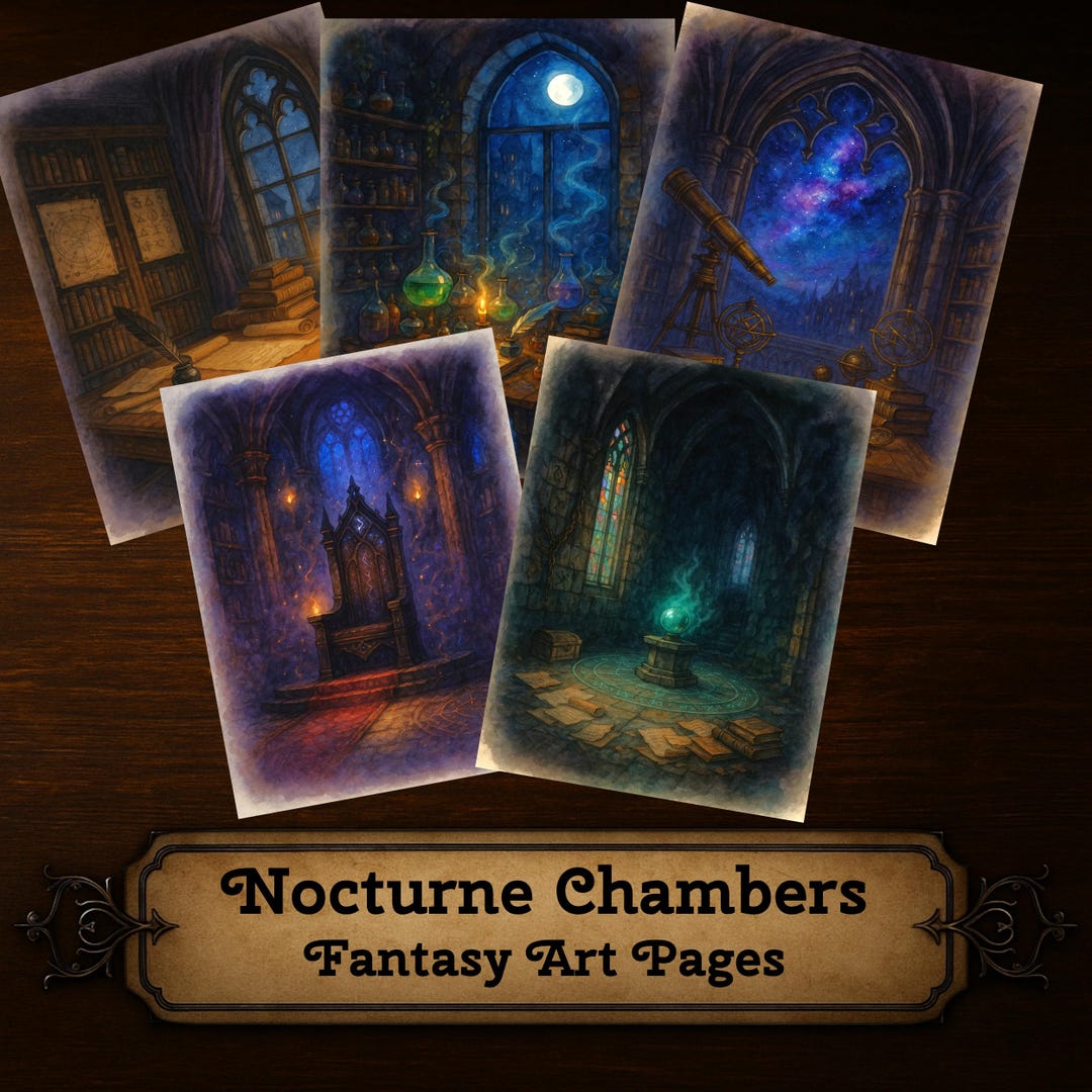 Nocturne Chambers- Dark Fantasy Art Pages: Printable Gothic Chamber ...