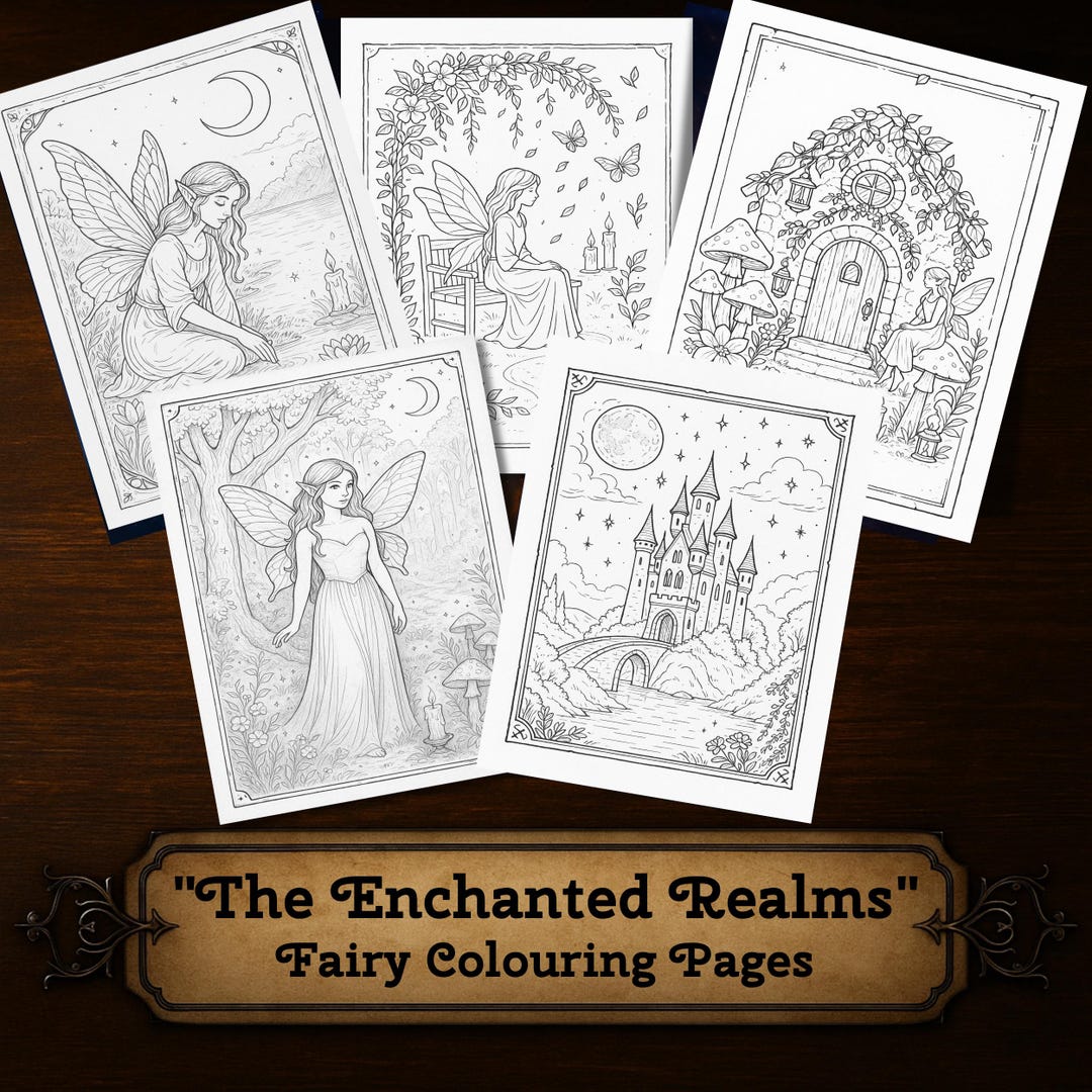 The Enchanted Realms - Fairy Colouring Pages (digital Download) - Etsy
