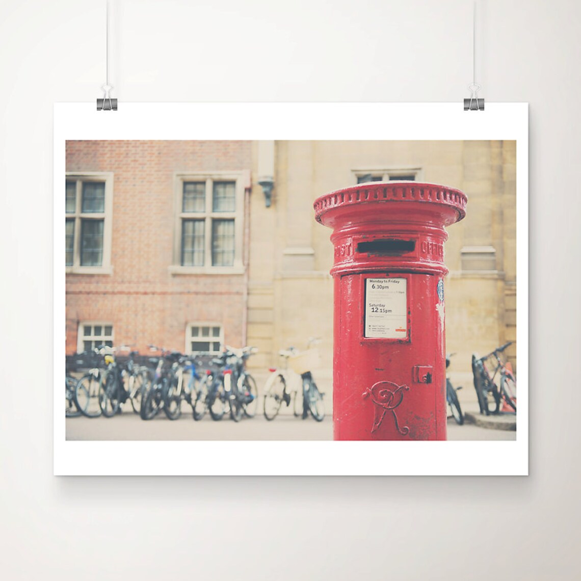 Red Letter Box Photograph Cambridge Bicycle Print English - Etsy