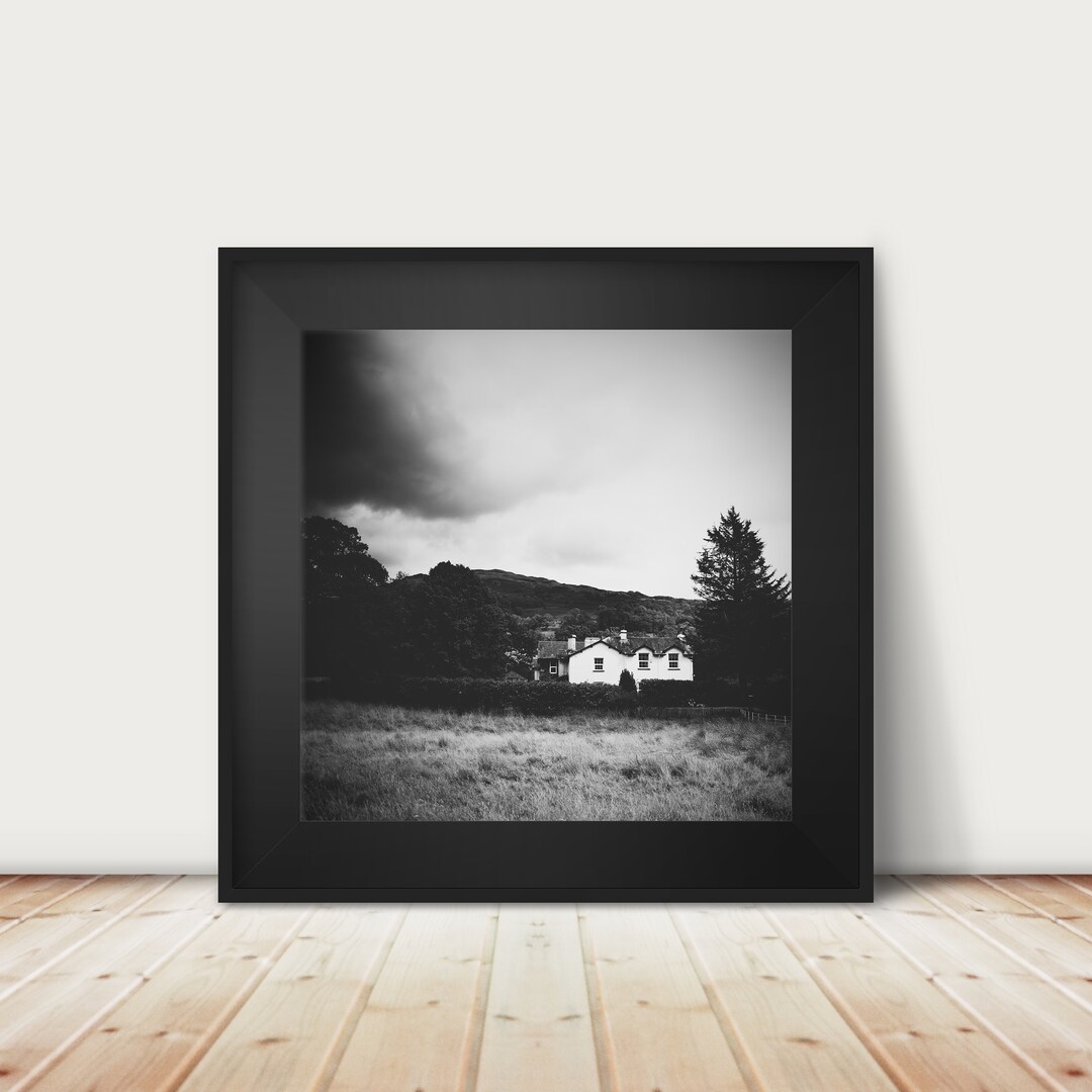 Ambleside Farmhouse Print: Lake District, England Monochrome ...