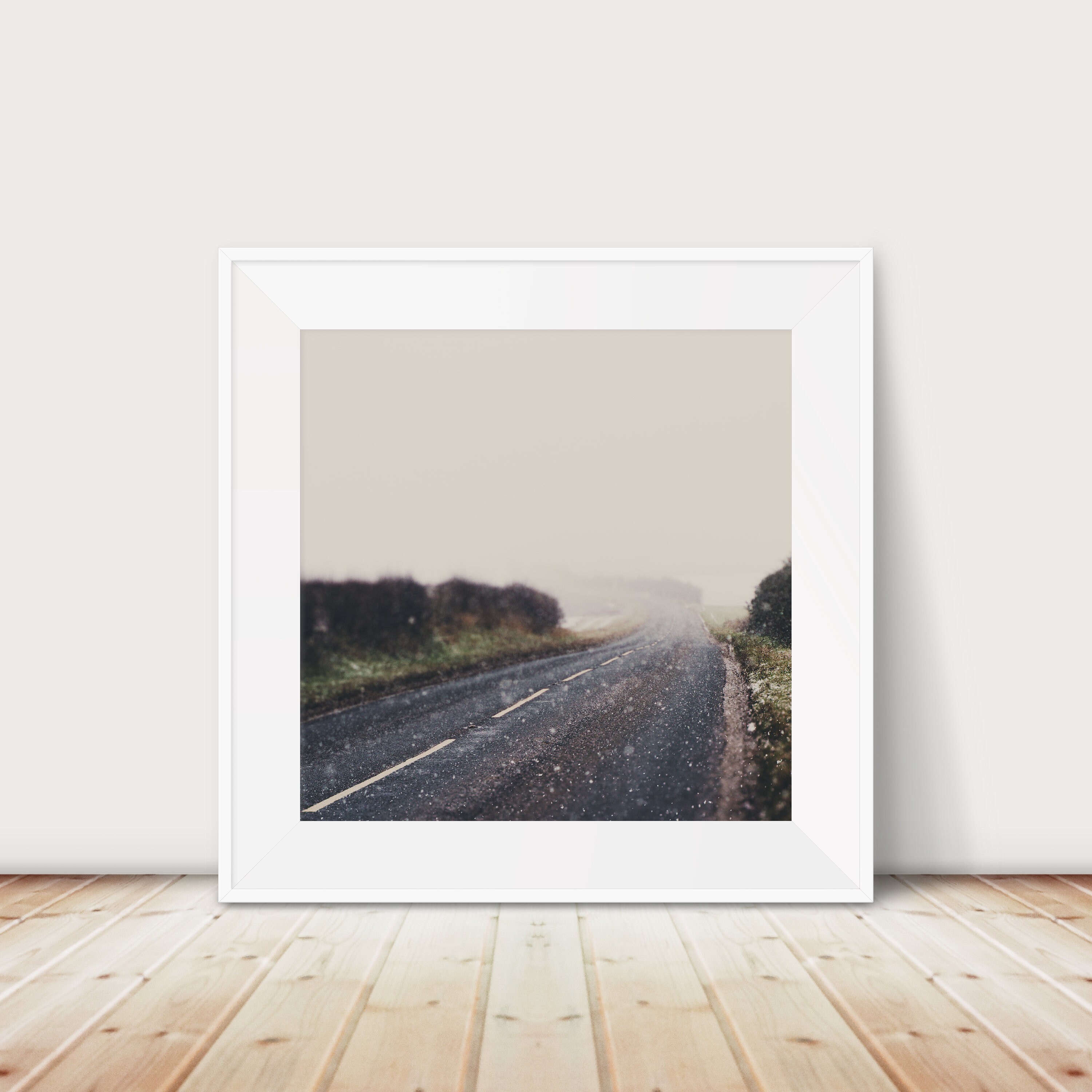 Falling Snow Photograph Country Road Print Winter Landscape - Etsy