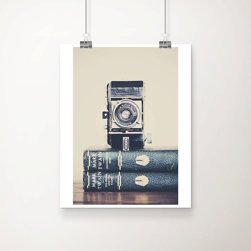 SALE Vintage Camera Photograph, Book Print, Mark Twain Print ...