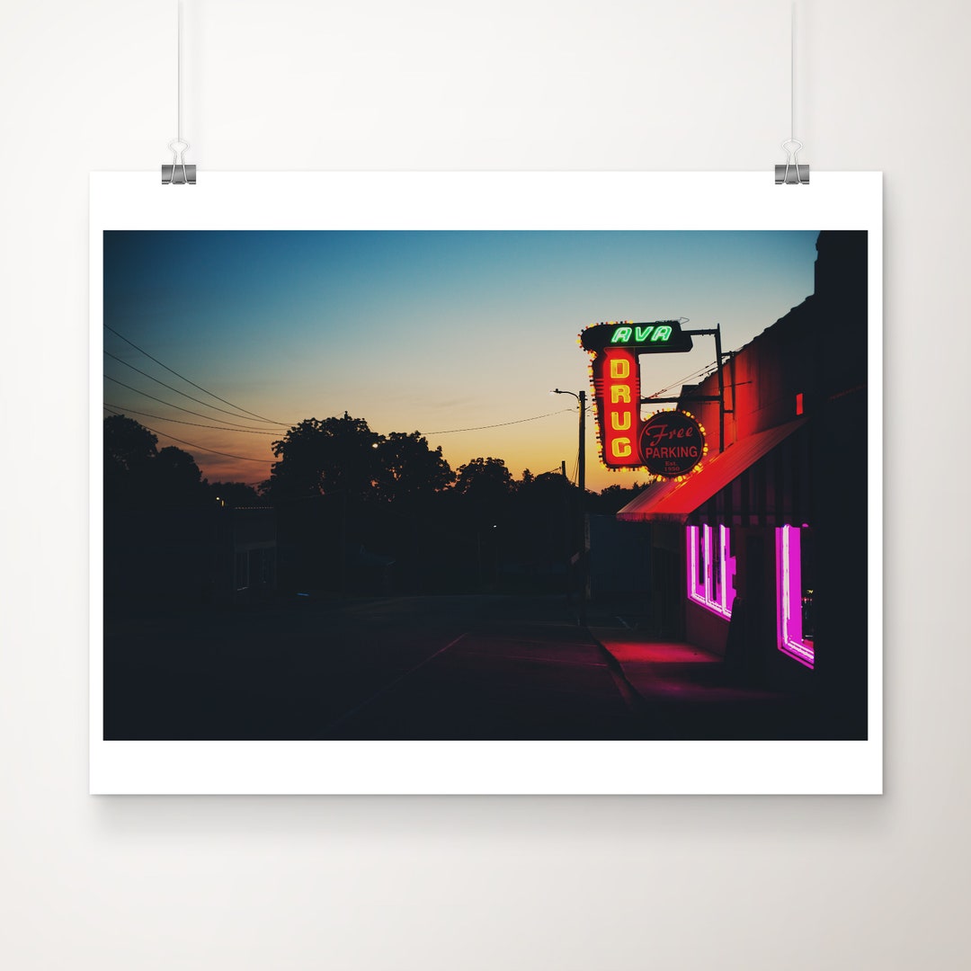 Neon Sign Print, Ava Drug Photograph, Midwest Print, Missouri ...