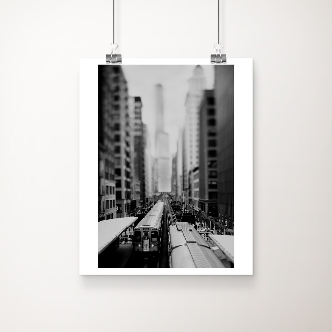 Black and White Chicago L Train Photograph, Downtown Chicago Print ...