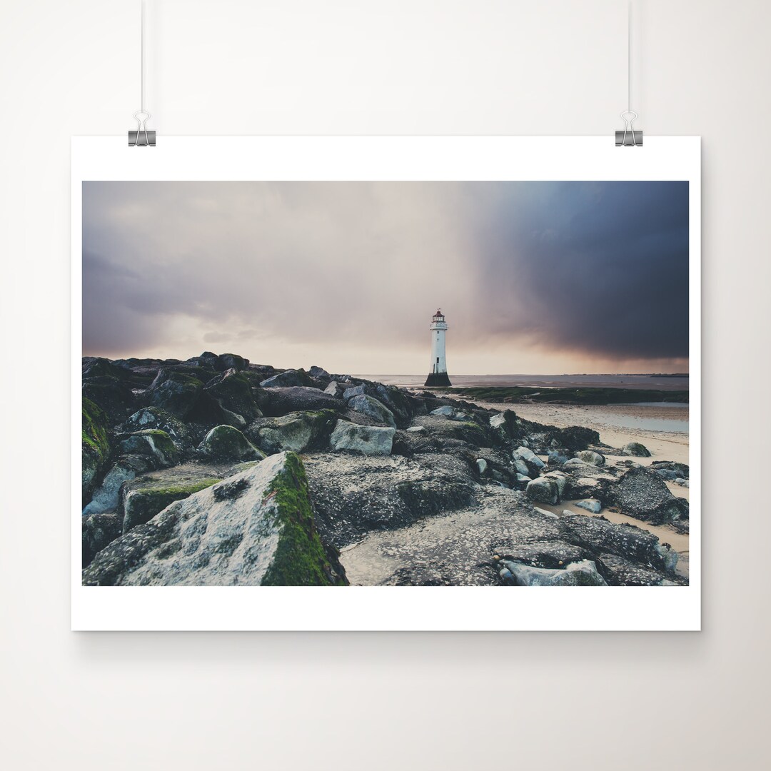 New Brighton Lighthouse Sunset Print: English Coastal Photograph - Etsy