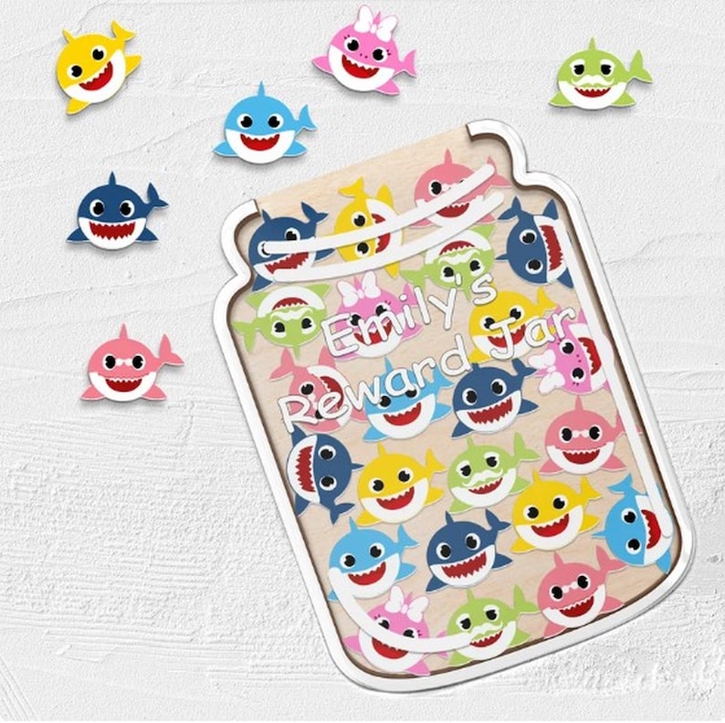 Custom Baby Shark Reward Jar Classroom Behavior, Personalized Motional ...