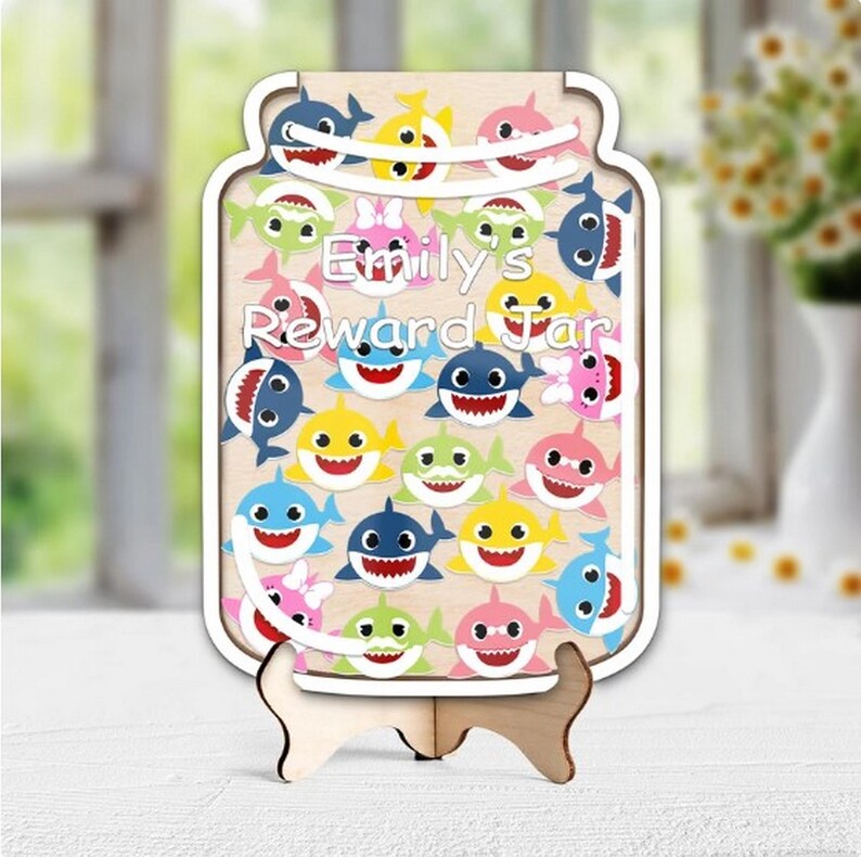 Custom Baby Shark Reward Jar Classroom Behavior, Personalized Motional ...