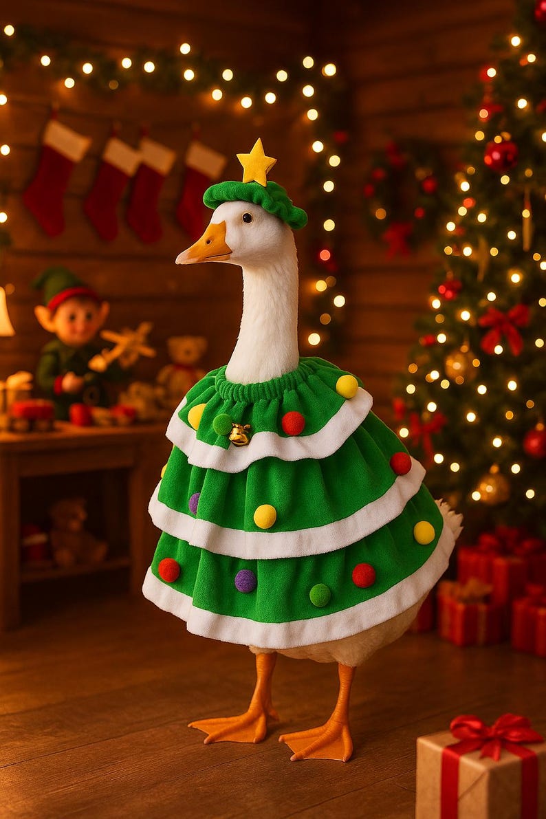 Christmas Goose Tree Costume With Hat | Funny Duck Pet Outfit for ...