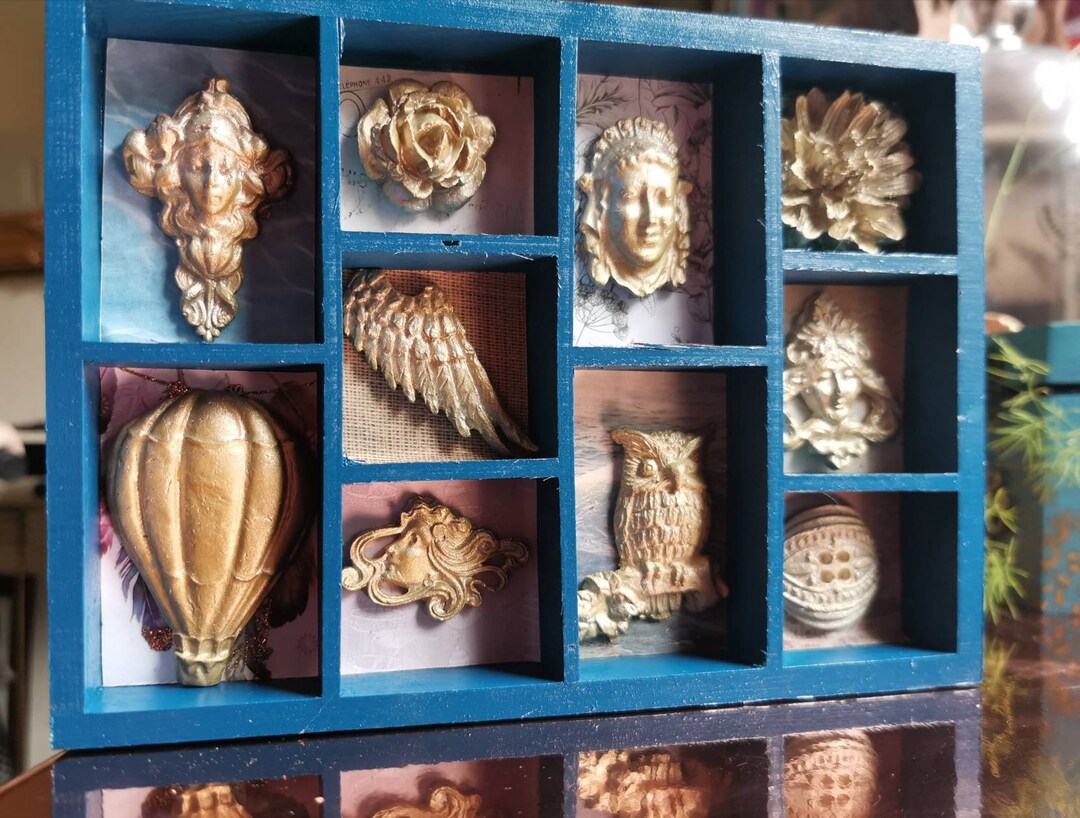 Blue and Gold Ceramic Clay Display Cabinet - Etsy