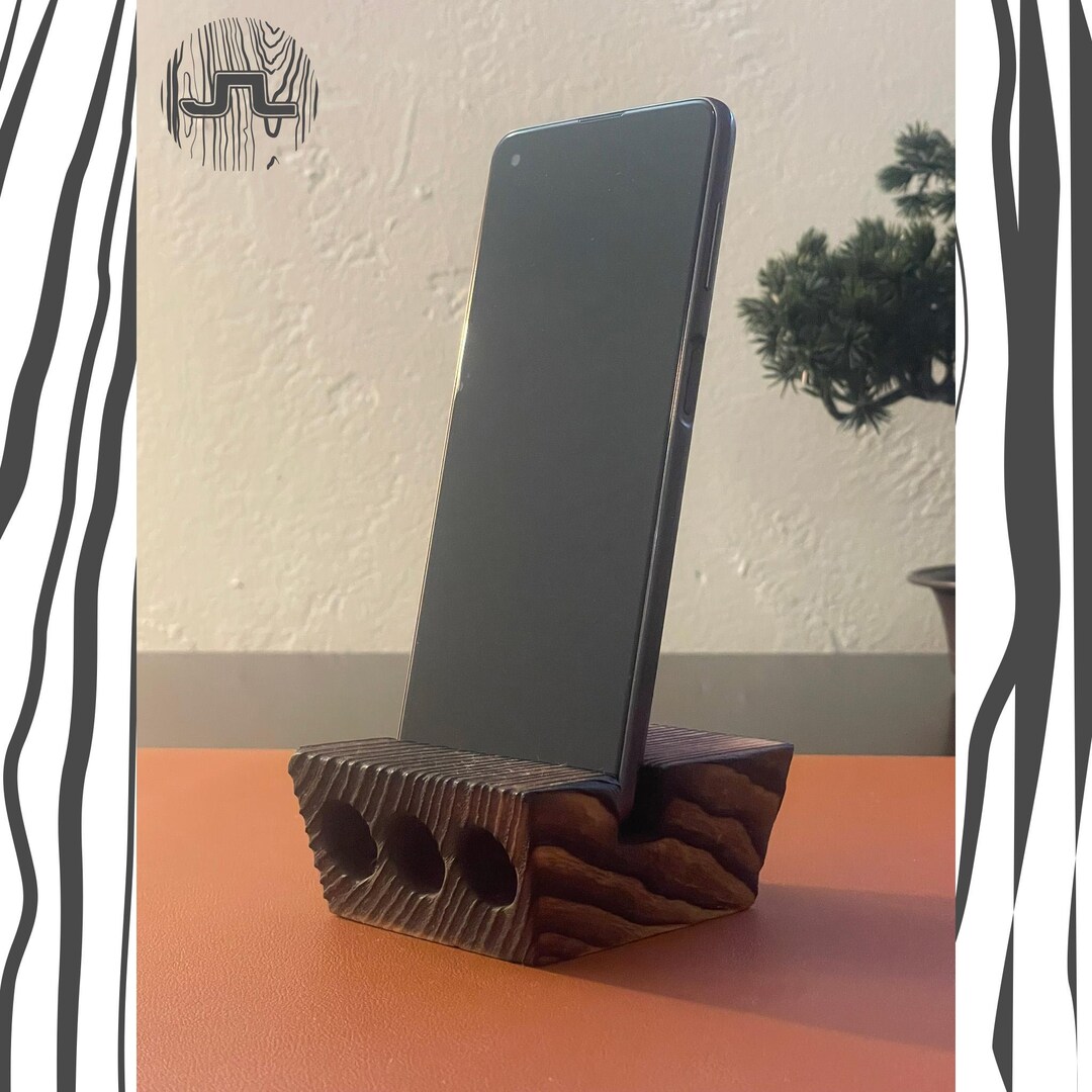 Shou Sugi Ban Wood Phone Stand – Rustic Acoustic Amplifier ...