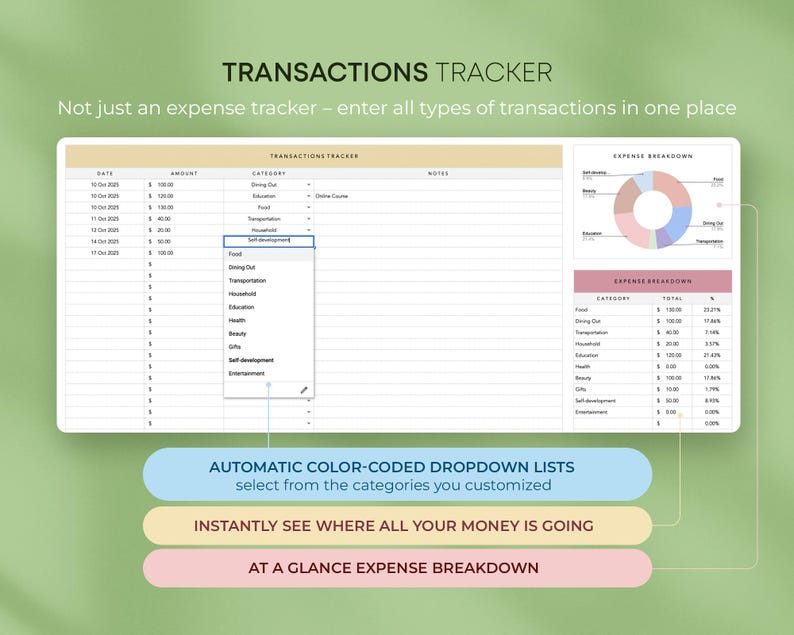 ADHD Budget Planner Google Sheets Monthly Bill Tracker Personal Income ...