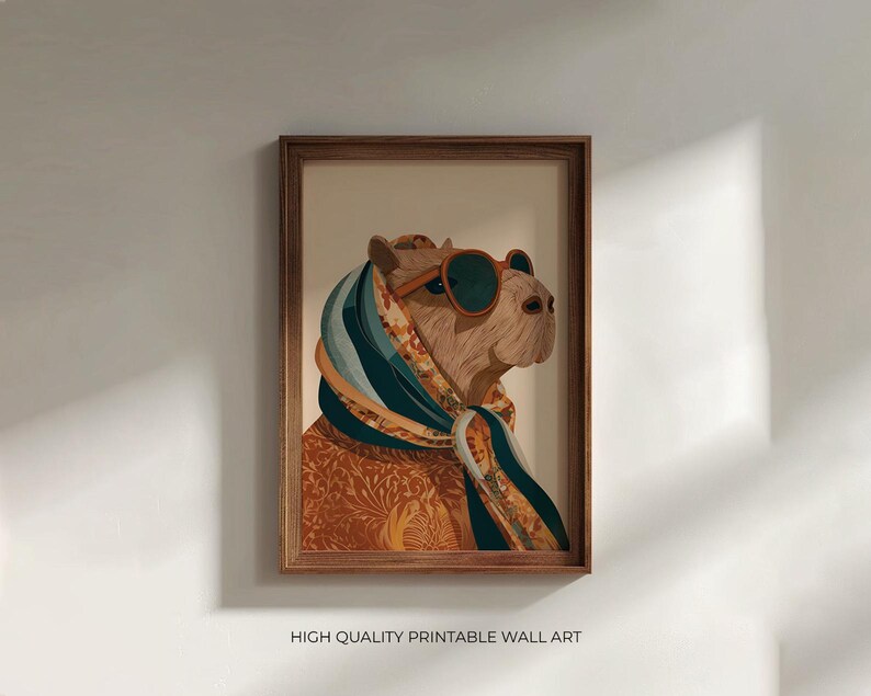 Modern Stylish Capybara Art Digital Download Capybara Clipart, T-shirt ...